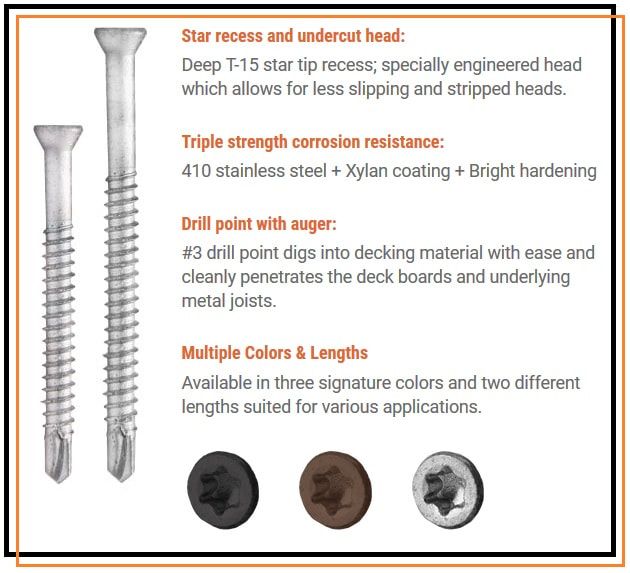 Metal Joist Deck Screws - Brazilian Hardwood | Ipe, Cumaru, Bamboo ...